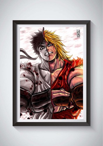 KEN vs Ryu Wall Art Poster Print Street Fighter Anime gift Video Game ...