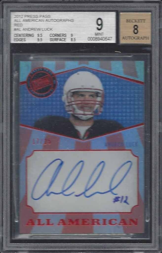 ANDREW LUCK 2012 PRESS PASS ALL AMERICAN RED ON CARD AUTO RC #D 17/25 ...