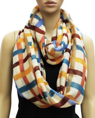 Loop Hoop Long Infinity Scarf Spring Fall Summer Plaids Checks ...