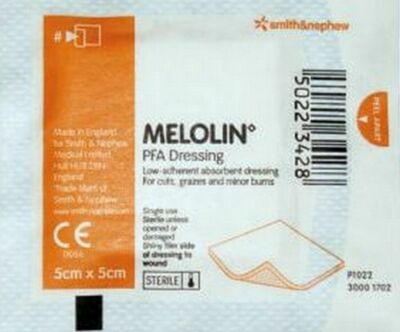 Melolin dressing 5cm x 5cm. TEN PIECES - for cuts, grazes and burns ...
