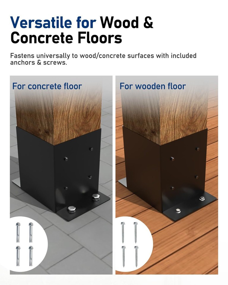 6PCS 4 x 4 Post Base Post Anchor Bracket Fence Post Anchor for Deck ...