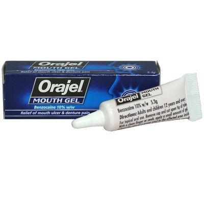 Orajel Mouth Ulcer Gel Denture Pain Relief Treatment Benzocaine 10% ...