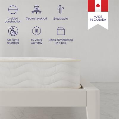 6 In Spring Mattress In Box Flippable Twin 50% Recycled Fibers Kids ...