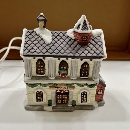 Victorian Village Collection Hand Painted Collectible City Hall With ...