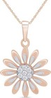 1/6ct Natural Diamond Daisy Pendant Chain Necklace 18" in 925 Sterling ...
