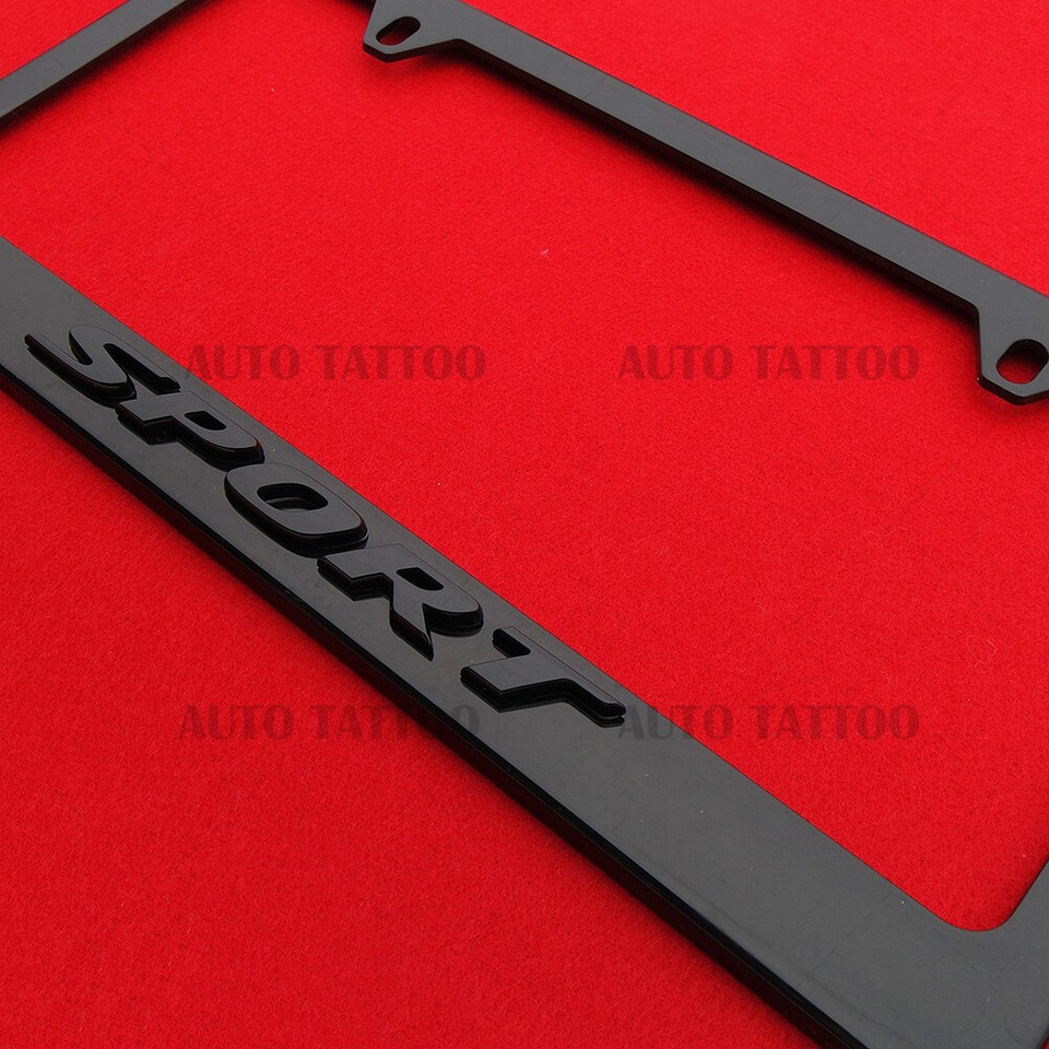 1x For Honda Sport Gloss Black License Plate Frame Cover Decorate ...