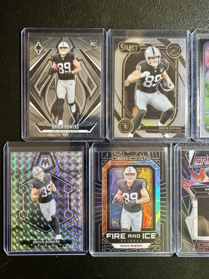 2024 Brock Bowers (8) Card #/d RC Lot - Obsidian, Spectra, Mosaic ...