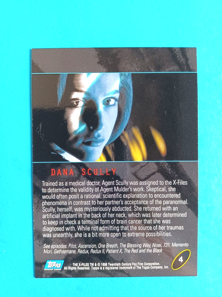 1998 TOPPS THE X-FILES #4 DANA SCULLY GILLIAN ANDERSON | eBay