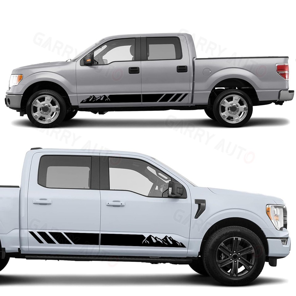 2x Mountain stripe Graphics Car Door Side Skirt Sticker For Car SUV MPV ...