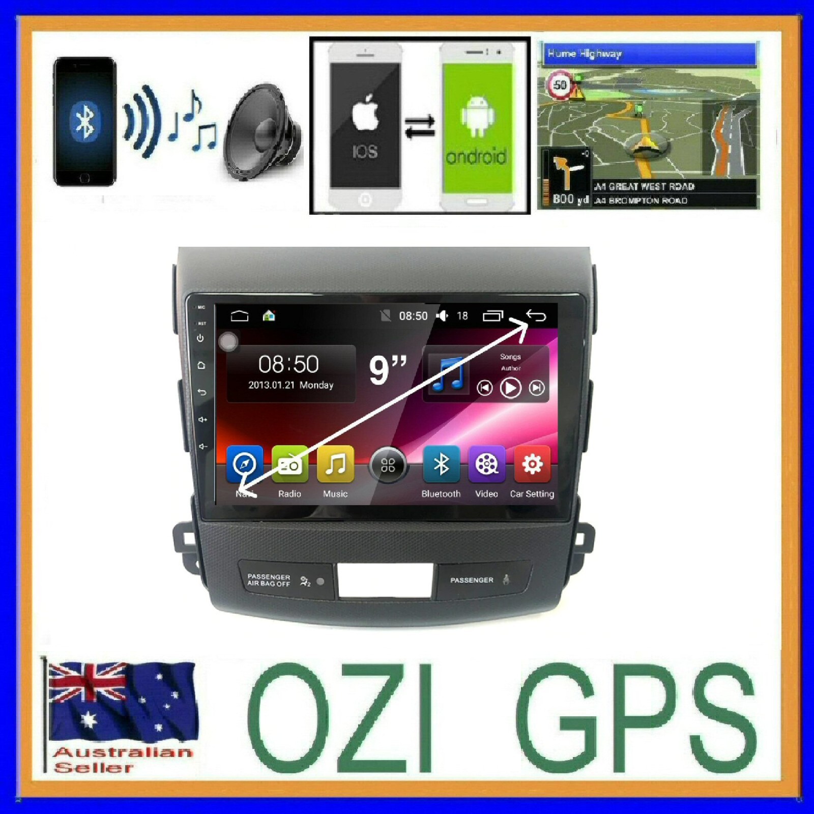 MITSUBISHI OUTLANDER 2007-12 GPS WIRELESS CARPLAY ANDROID AUTO DAB+ DVR ...