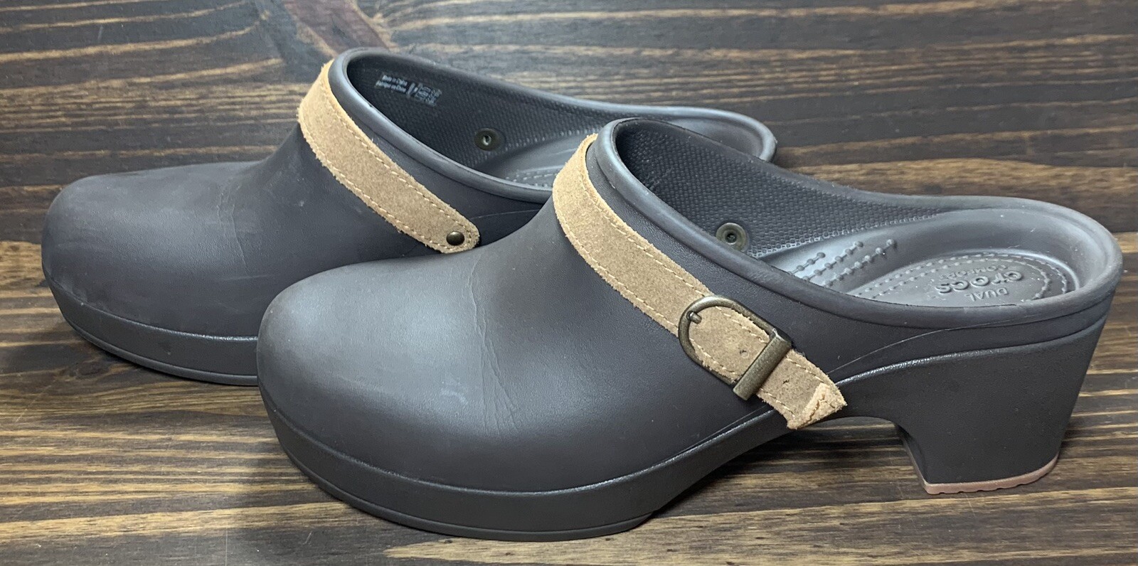 Crocs Dual Comfort Sarah Heeled Mule Clog Brown Strap… - Gem