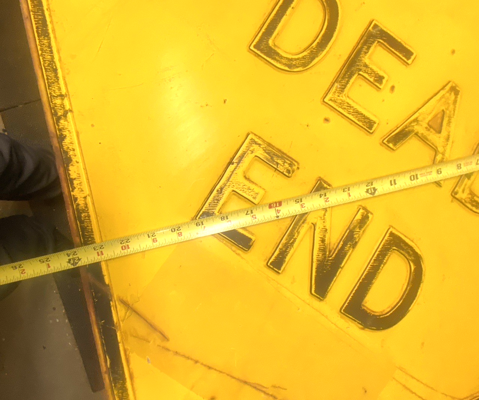 Vintage Stamped Embossed Raised Letter Dead End Road Sign Heavy Metal ...