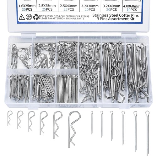 Cotter Pin Assortment Kit, 210Pcs 12 Sizes 304 Stainless Steel R Clips ...