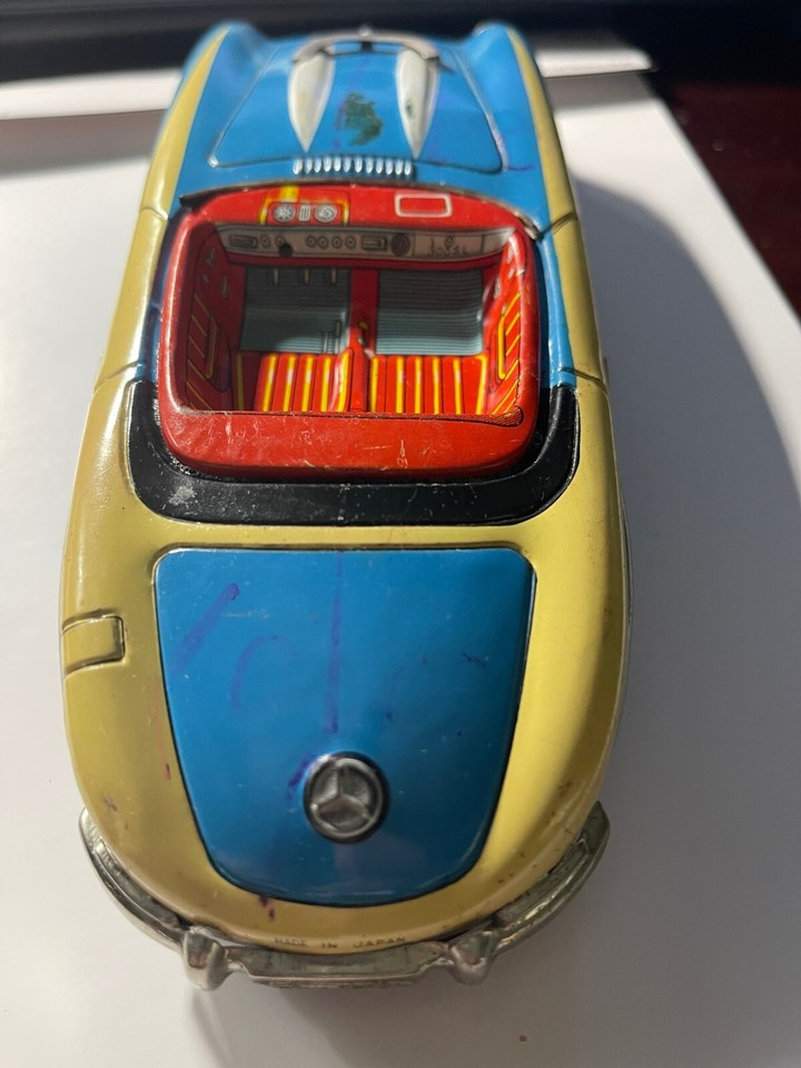 2182A - Vintage Bandai Japan Tin Friction Two Tone Convertible Mercedes ...