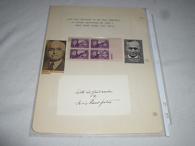 SIGNED SUPREME COURT JUSTICE FELIX FRANKFURTER FDR STAMP BLOCK LOT ...