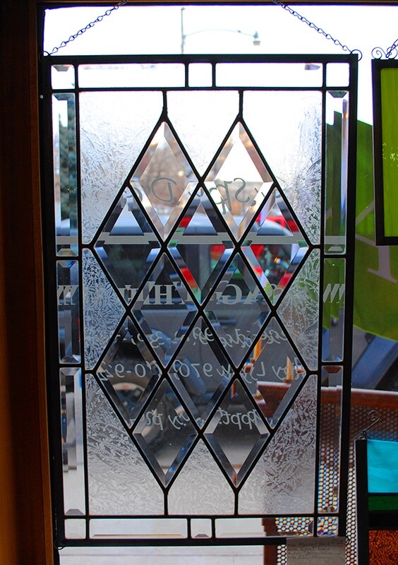 Stained Glass Window Diamond Beveled with clear Glue Chip glass | eBay