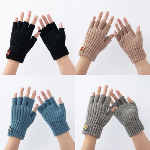 Warm Half Finger Gloves Thick Short Mittens Fingerless Gloves Writting ...