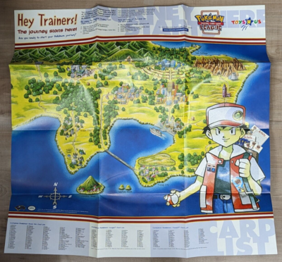 Pokemon Card game POSTER and MAP Arena Poster Vintage 1999 RARE Toys R ...