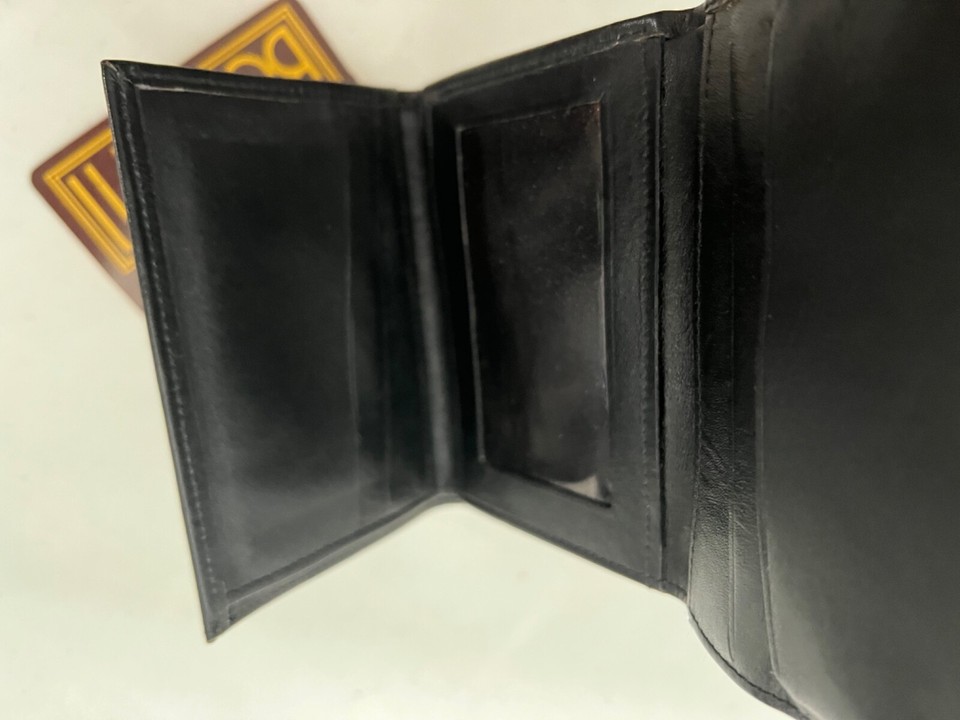 🆕BUGATTI MEN'S BLACK LEATHER TRI-FOLD WALLET WITH PERSONAL INITIALS ...