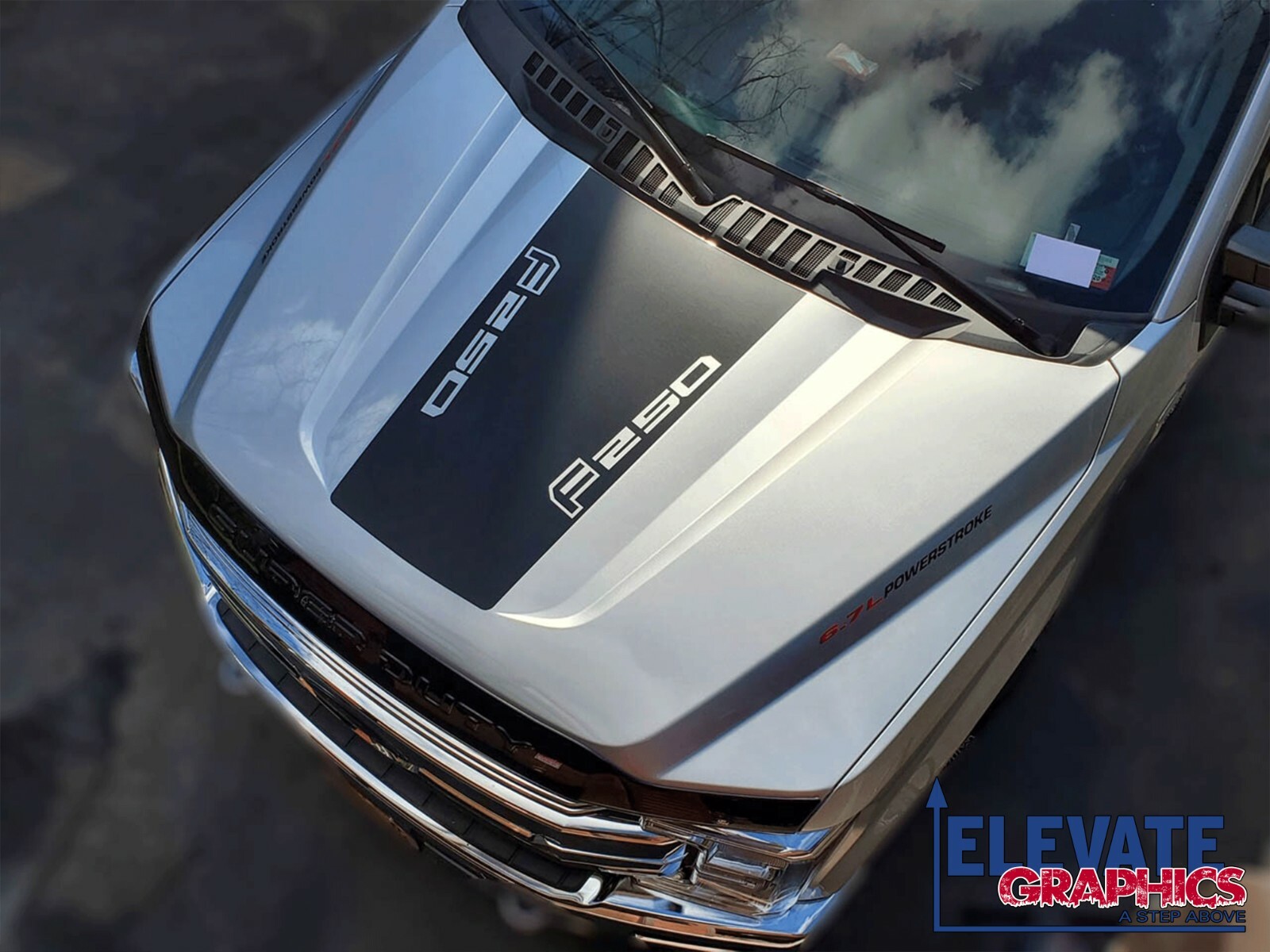 Fits Ford F350 And F250 Center Hood Graphics 3M Vinyl Stripes Decals ...