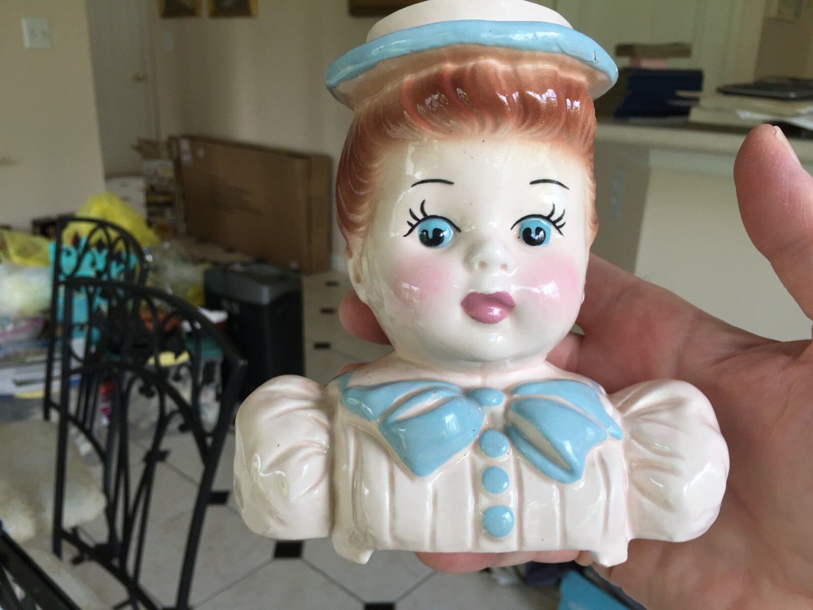 vintage Conrad Ceramics girl lady hat head vase Santa Ana CA 1957 small flakes | eBay