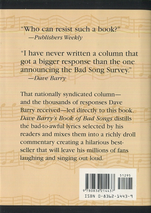 Dave Barry's Book of Bad Songs by Dave Barry (1997, Hardcover) for sale ...