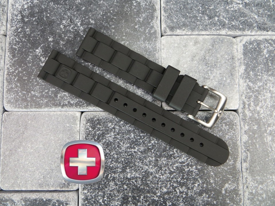 New Victorinox Swiss Army Rubber Strap Black Diver Watch Band 20mm 19mm ...