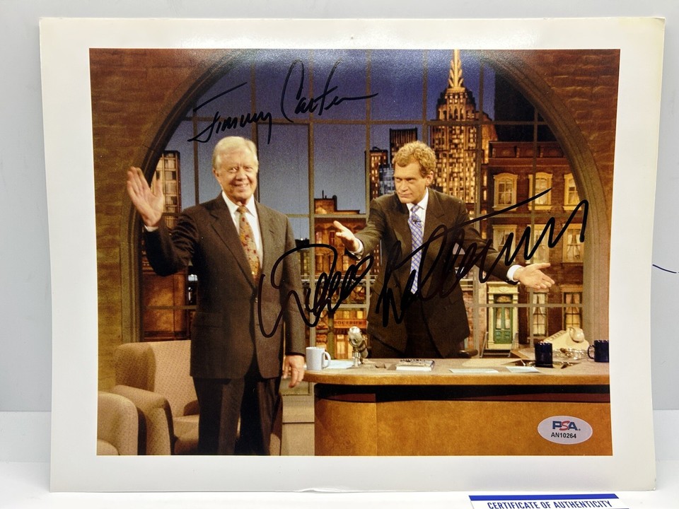 Jimmy Carter & David Latterman Signed 8x10 Photo Autographed POTUS PSA ...