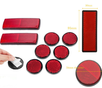 8 PACK MULTI-PURPOSE REFLECTORS SELF ADHESIVE RED TRAILER CARAVAN ...