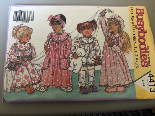 🌸 BUTTERICK #4413 - GIRLS PAJAMAS - NIGHTGOWN - ROBE & NIGHT CAP ...