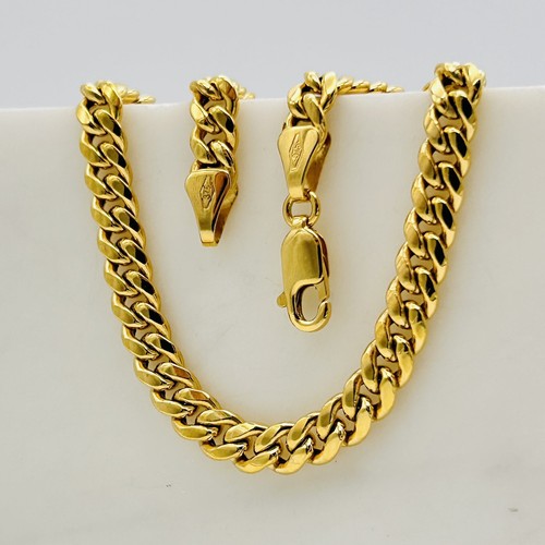 Solid 9ct Gold 5mm Cuban Chain Heavy Miami Curb Necklace 22 inch / 16GR ...