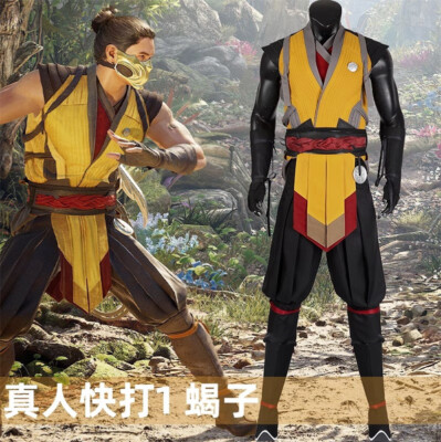 Game Mortal Kombat 1 Scorpion Halloween Costume Outfits Cosplay ...