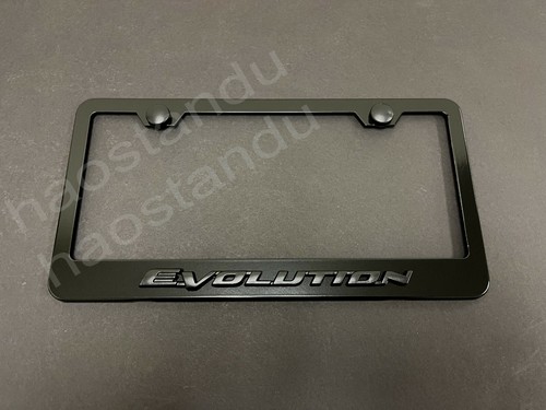 1x Black EVOLUTION 3D Emblem Badge BLACK Stainless License Plate Frame ...