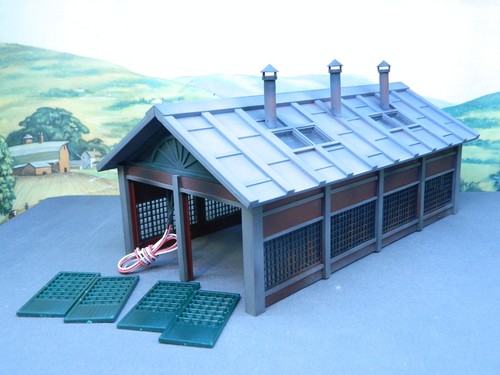 HO 1/87 BUILT Building LARGE LIGHTED TWO-STALL ENGINE LOCO HOUSE | eBay