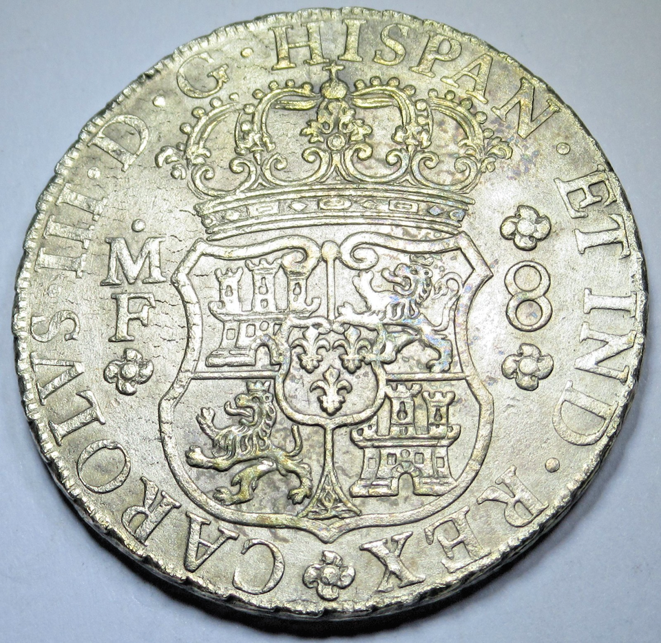 1766 XF-AU Mexico Silver 8 Reales Spanish Colonial Pirate Pillar Dollar ...