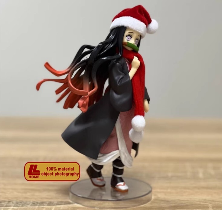 Anime DS Kamado Nezuko wear Christmas hat scarf cute Figure Statue Toy ...