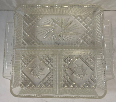 Vintage Clear Plastic Relish / Snack Tray - 8"x7” - Holiday, Party ...