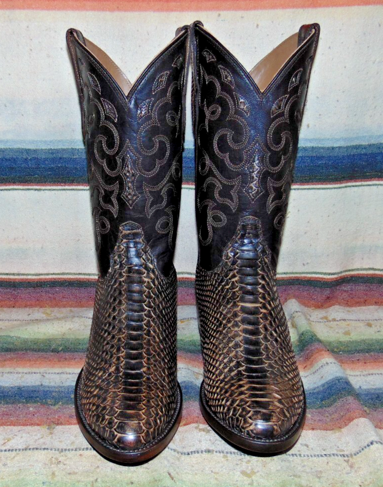 Mens Rujo The Zeke Brown Snakeskin / Leather Cowboy Boots 9.5 D New in ...