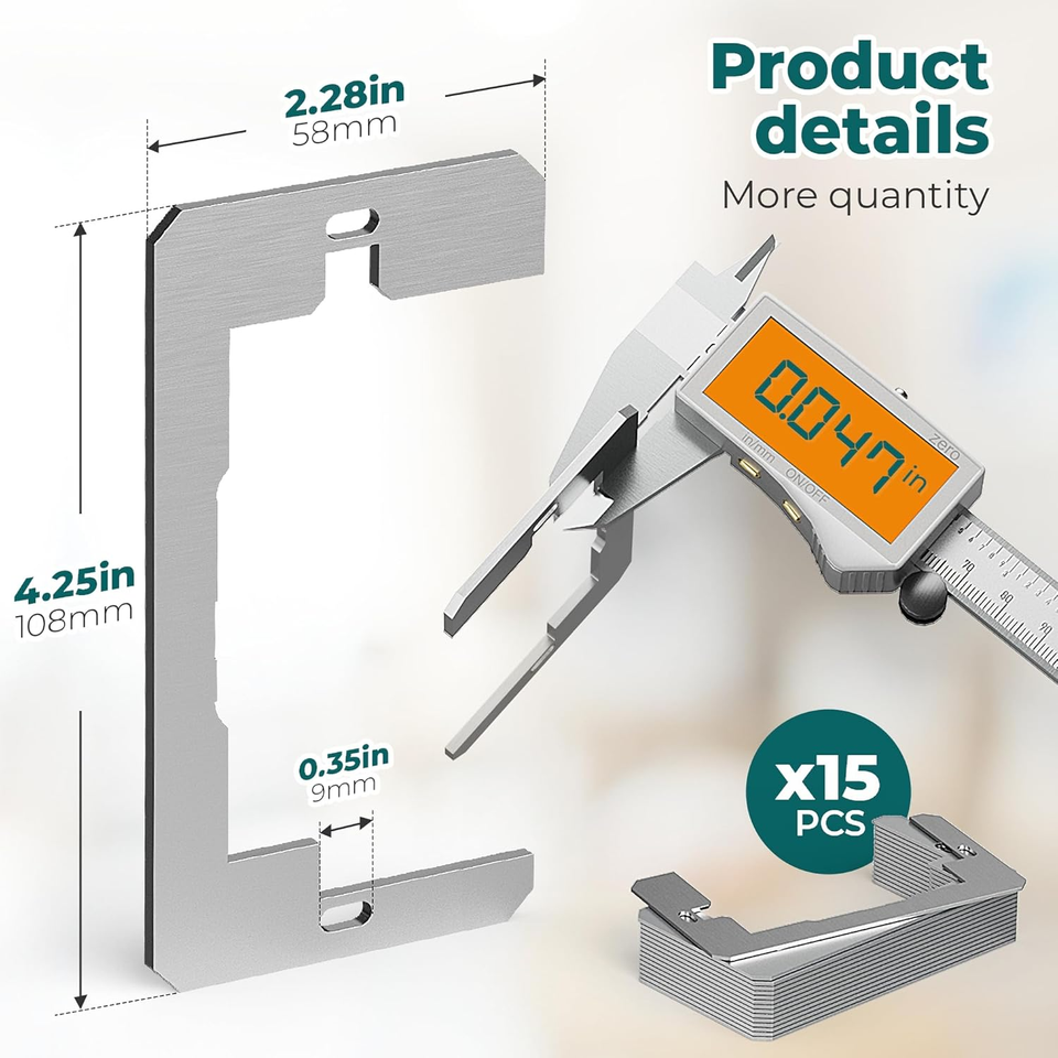 Wall Plate Spacer,Metal Single Gang Device Leveler,Flush Fit Leveling ...