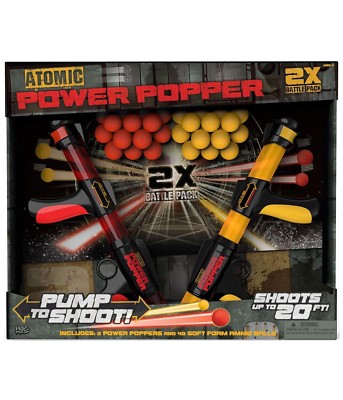 2 Atomic Power Popper Guns Dual Battle Pack | 48 Foam Ammo Balls - Team ...