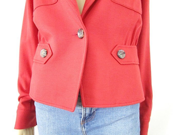 CABI Knit Blazer Jacket Tomato Red Button Front Size 6 | eBay