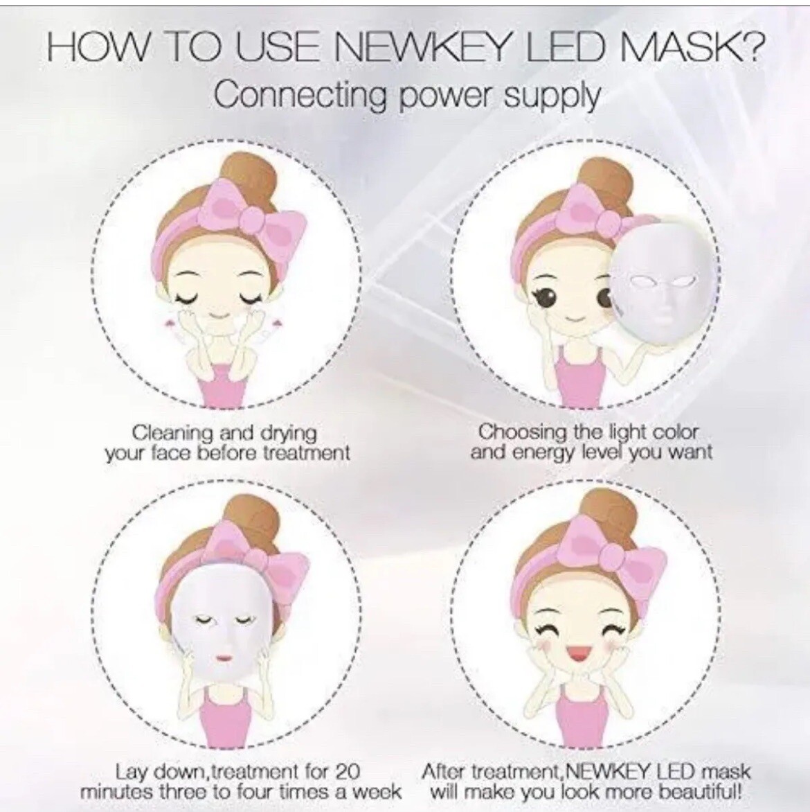 NEWKEY Led Face Mask Light Therapy, 7 Led Light Therapy Facial Skin ...
