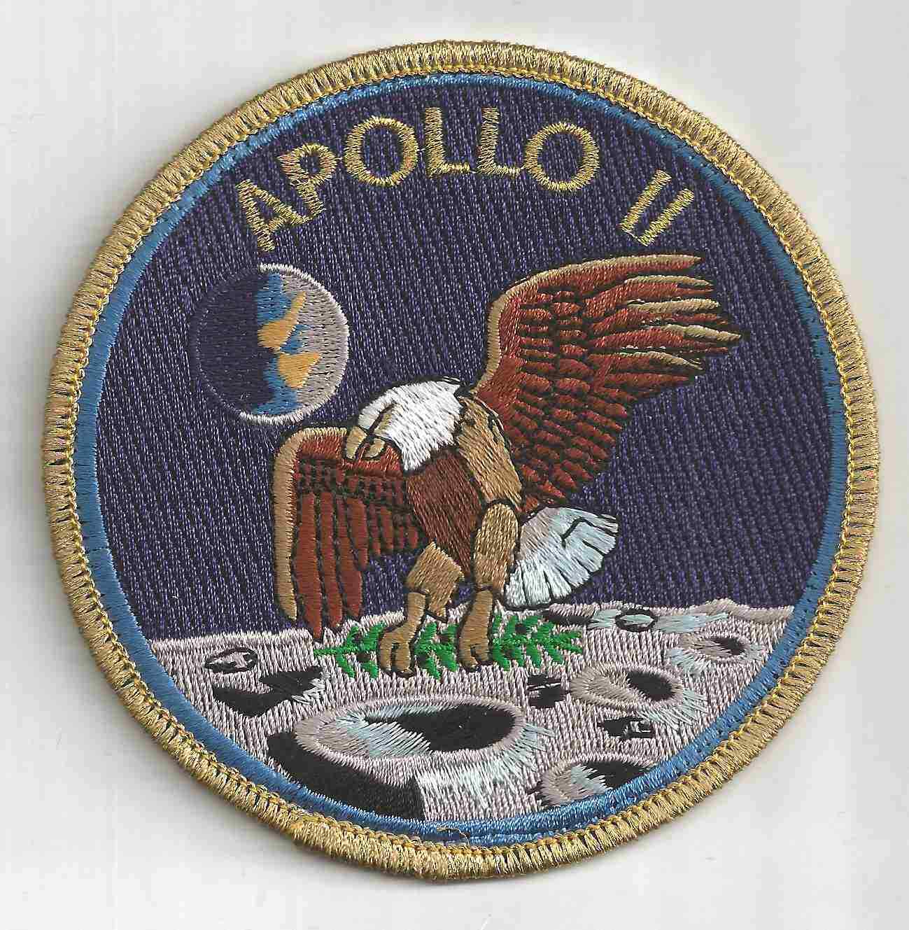 Apollo 11 Souvenir Patch NASA Eagle landing on the moon with earth in sky 4" dia | eBay
