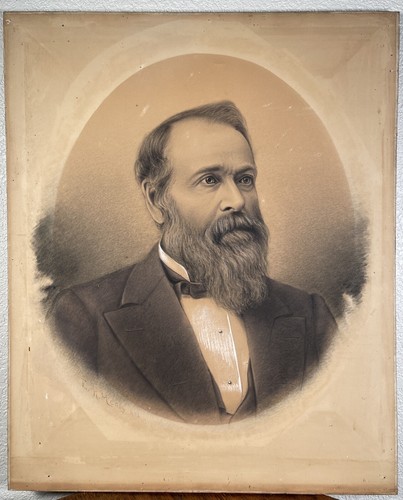 Antique American President Ulysses S. Grant Portrait Painting Civil War ...