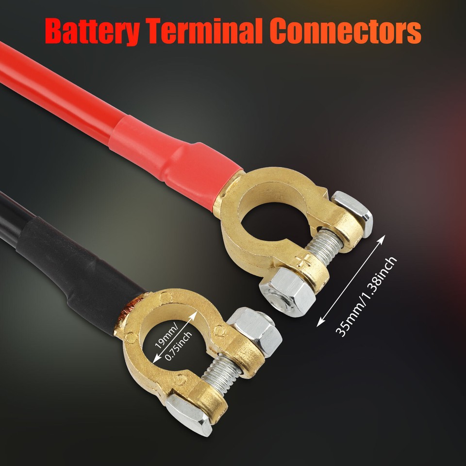 2Pcs 3AWG Car Battery Cables, 12V-24V Red and Black Battery Terminals ...