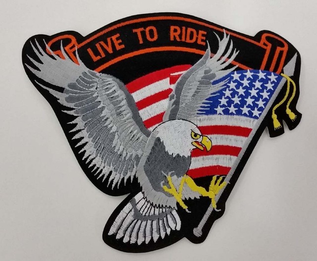 Med American Eagle Live To Ride Patch SILV 9 X 7 Biker Vest Jacket med-american-eagle-live-to-ride-patch-silv-9-x-7-biker-vest-jacket