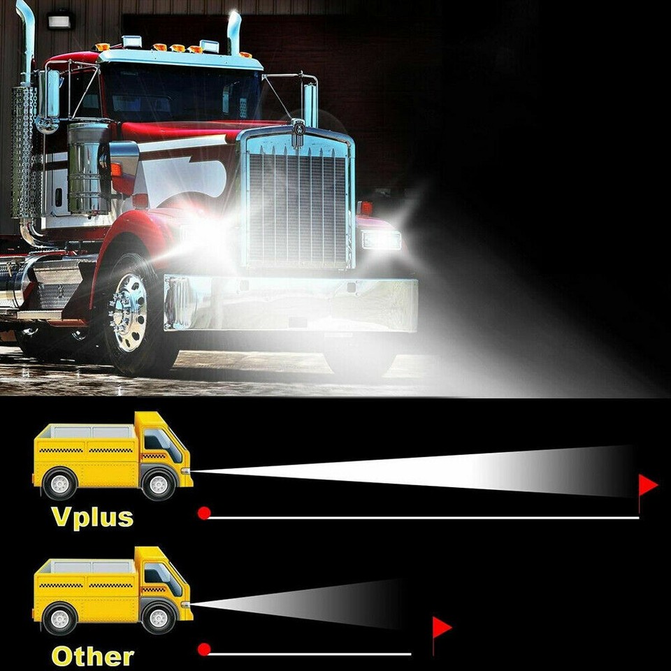 4X LED Headlights For Freightliner FLD120 FLD112 4''x6'' Light Hi/Lo ...