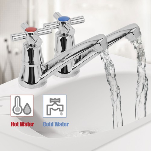 Pair Twin Taps Set Hot and Cold Pair Tap Traditional Bath Bathroom ...