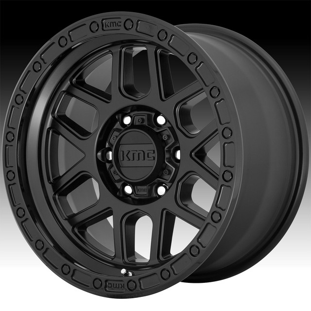 KMC Wheels KM544 Mesa 8.5x17 Satin Black with Gloss Black Lip Rim for ...