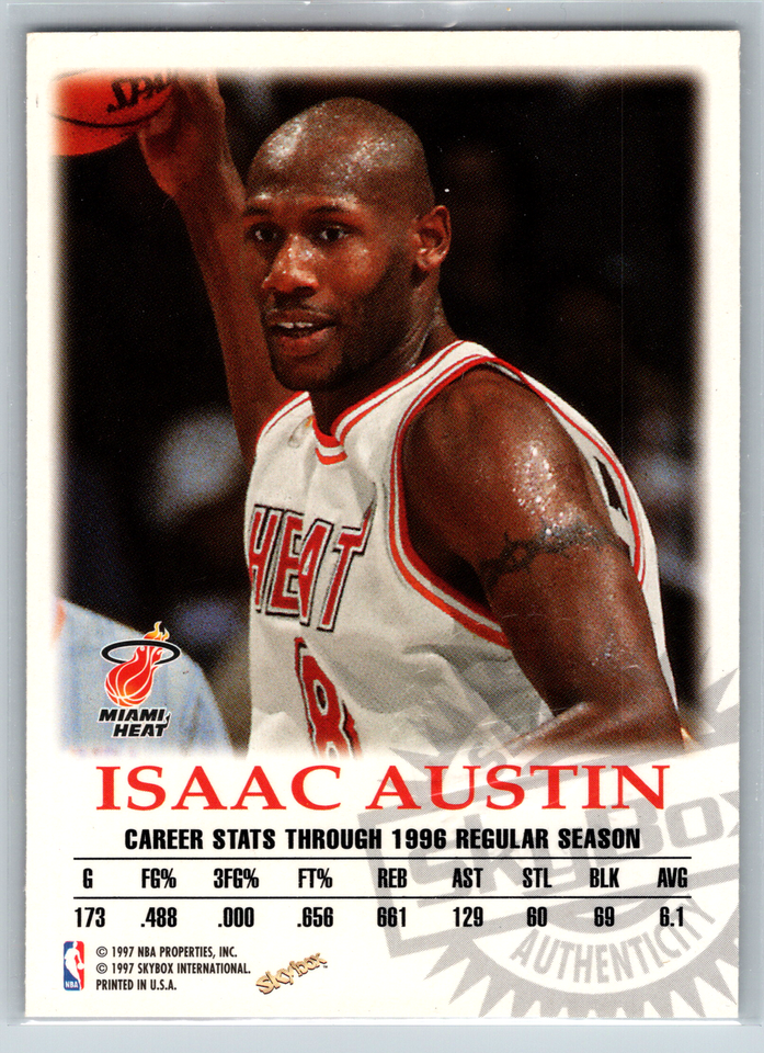 Isaac Austin 1997 SkyBox Premium Autographics AU #NNO Miami Heat Auto ...